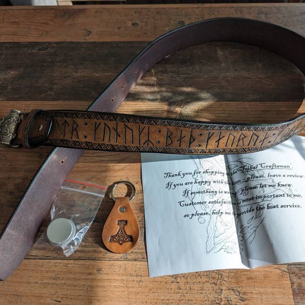 Thor's Belt, Norse Belt, Runes Belt, Viking Belt, Thor's Hammer Buckle ...