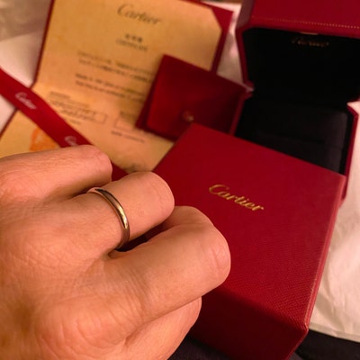 AUTHENTIC CARTIER Size 46 4US SOLITAIRE 0.19ct Natural Diamond Ring in ...