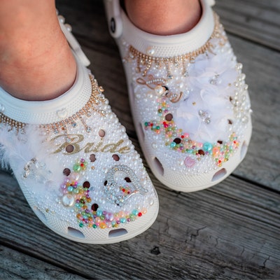 Custom Bling Wedding Crocs, Bride Crocs, Custom Wedding Gift, Bridal ...