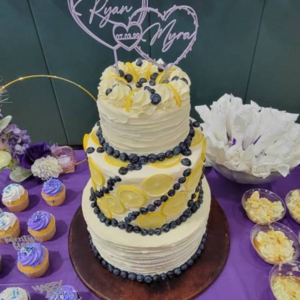 Gold Cake Topper With Hearts for Wedding, Date Cake Topper, Cake Topper ...