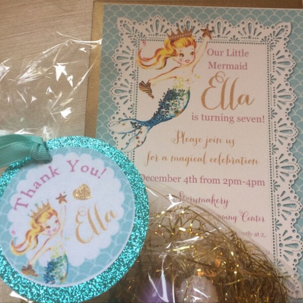 Mermaid Princess Printable Birthday Invitation With Teal and Faux ...
