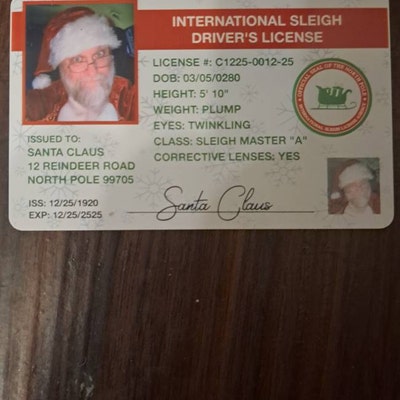 Santa Driver's License, Christmas Gift for Kids, Santa Claus Ornament ...