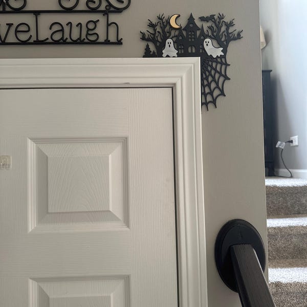 Halloween Door Corner With Spider Webs, Ghosts, and Bats. Left or Right ...