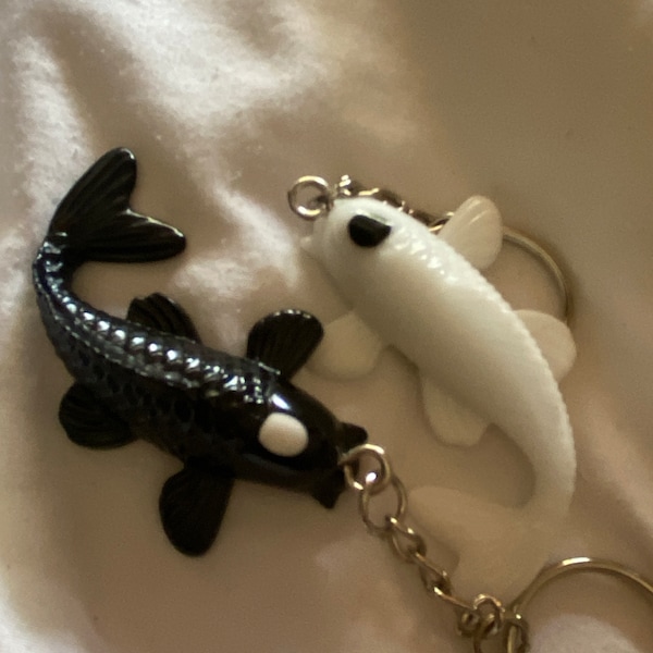 Black & White Koi Fish Keychains / Purse Accessory / Good Luck Charm ...