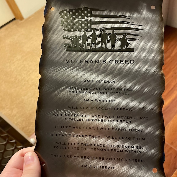 Veterans Creed Metal Scroll, Veteran Gift, Fourth of July, Memorial Day ...