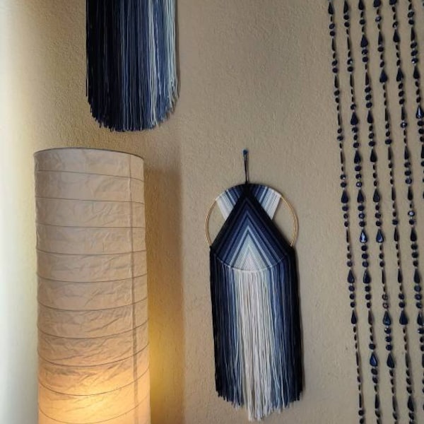 Shades of Blue Hoop and Yarn Wall Hanging / Macrame Wall Hanging ...