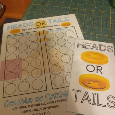 Printable Heads or Tails Coin Savings Tracker - Etsy