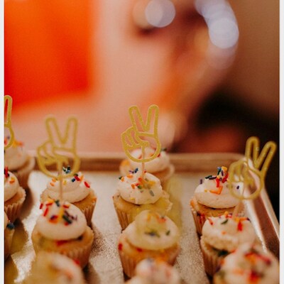 Peace Sign Hand Cupcake Toppers, Two Hand Cupcake Toppers, Two Cool ...