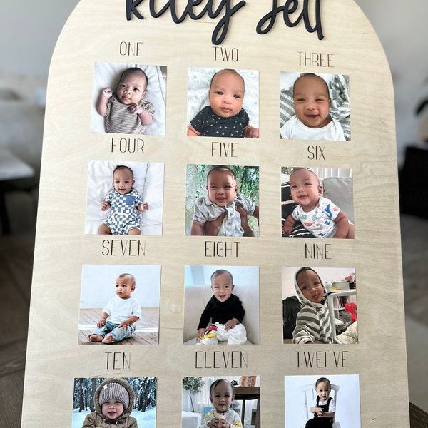 One Year of Photo Board, Wood Photo Board, Milestone Board, 1st ...