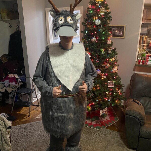 Faux Fur Cartoon Reindeer Costume - Sven Inspired Costume - Reindeer ...