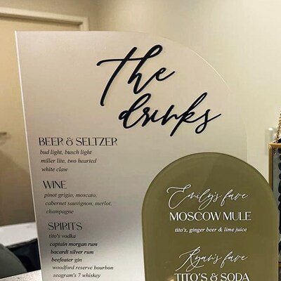 Double Arch 3D Bar Menu Sign Personalized Drinks Custom Acrylic Bar ...