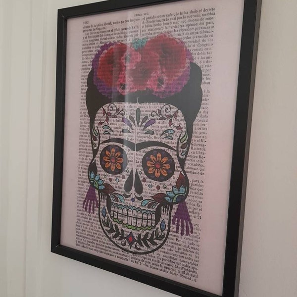 FRIDA KAHLO Sugar Skull Day of the Death Print Catrina Dia De Los ...
