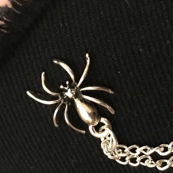 Silver Chain Necklace With Silver Spider Charm, Silver Spider Necklace ...