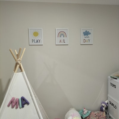 Play All Day Printable Set of 3, Lets Play Sign, Nursery Wall Art ...