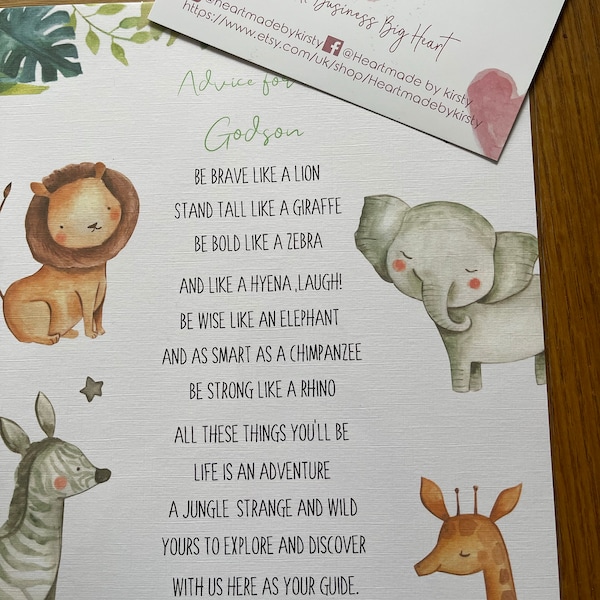 Personalised Godson Poem Promise Print Baptism Christening Day ...