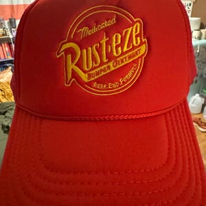 RUSTEZE Custom Trucker Adjustable Cap Disney Cars Hat Red Hat Lightning ...