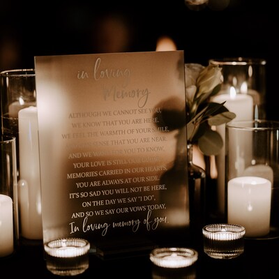 This Candle Burns in Loving Memory, Wedding Memorial Sign, Frosted ...