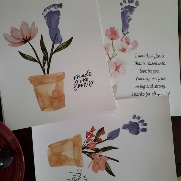 Mothers Day Flower Handprint Art Bundle, Printable | Mom Craft Gift ...