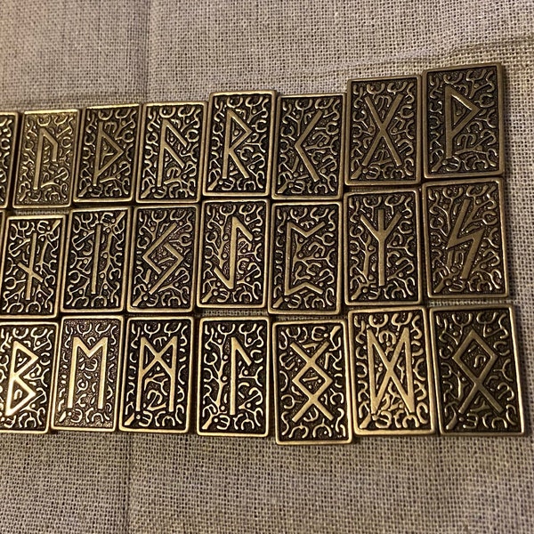 Metal Bronze Brass Rune Set Elder Futhark Norse Shamanic Odin Magic ...