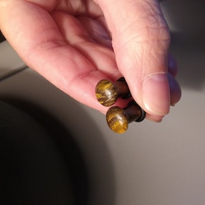 PAIR of Single Flare Tiger Iron Organic Stone Plugs With O-rings Gauges ...