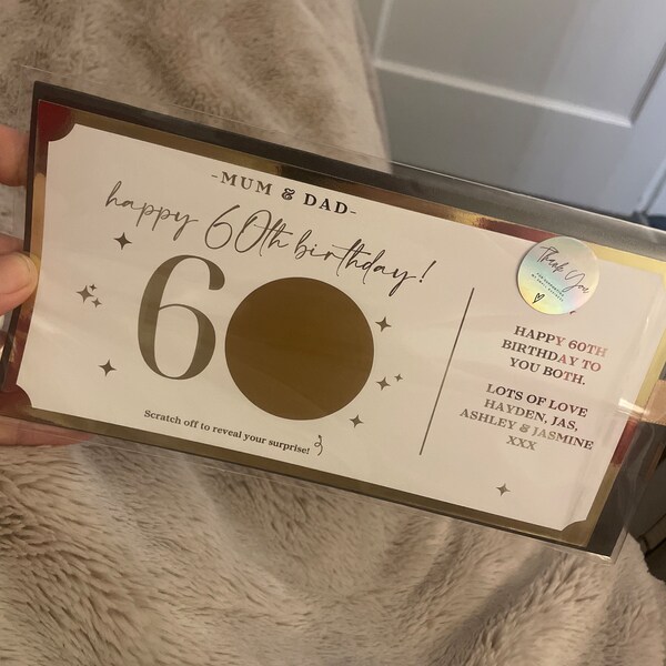 60th Birthday Surprise Reveal, Golden Ticket, Birthday Scratch Card ...