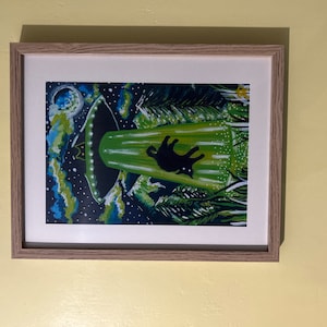 Cosmic UFO Cats Alien A4/A5 Matte Art Print Space Painting Cat Lover ...