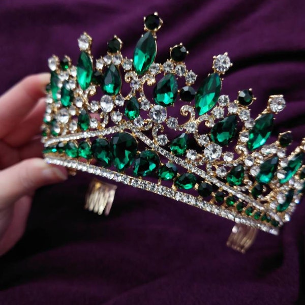 Masquerade Mask Luxury Green Crystal, Rhinestone Eye Mask, Elegant ...