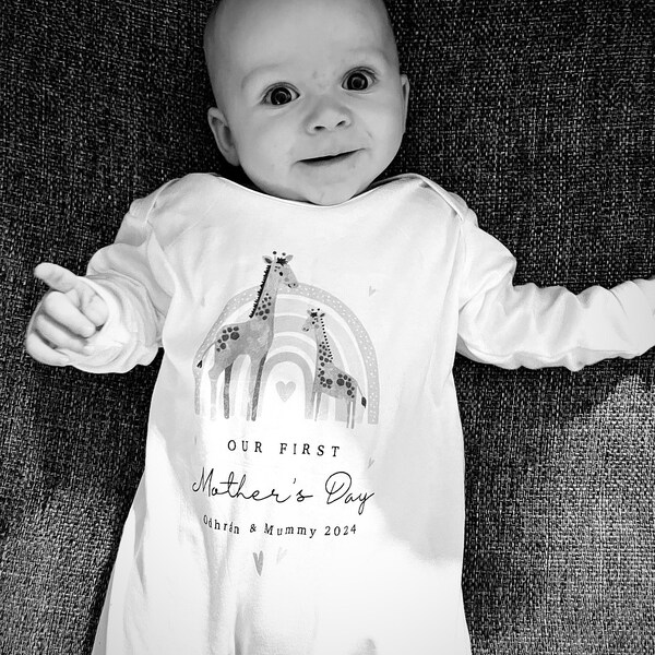 Personalised First Mother's Day Sleepsuit, 1st Mother's Day Baby Grow, Pyjamas, Mother's Day ...