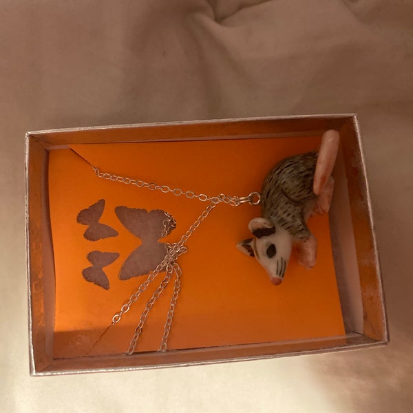 Possum Necklace, Marsupial Necklace, Opossum Charm Jewelry, Possum ...