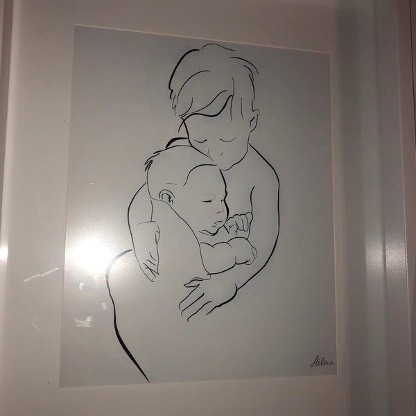 Big Brother Little Brother Line Art Print, Brothers Gift, Family Wall ...