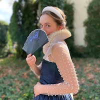 Black Elizabethan Standing Collar,renaissance Collar,elizabethan Ruff ...