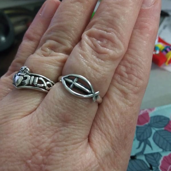 Ichthus Ring, Christian Ring, Ichthys, Fish Cross Ring, Silver, Gold ...