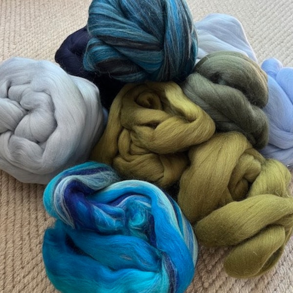 16 Micron Merino, Blue Nuno Felting Merino,blue Spinning Wool,wet ...