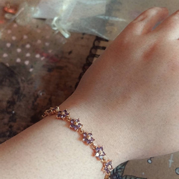 Gold Teardrop Purple Flower Choker Necklace, Elegant Lilac Regency ...
