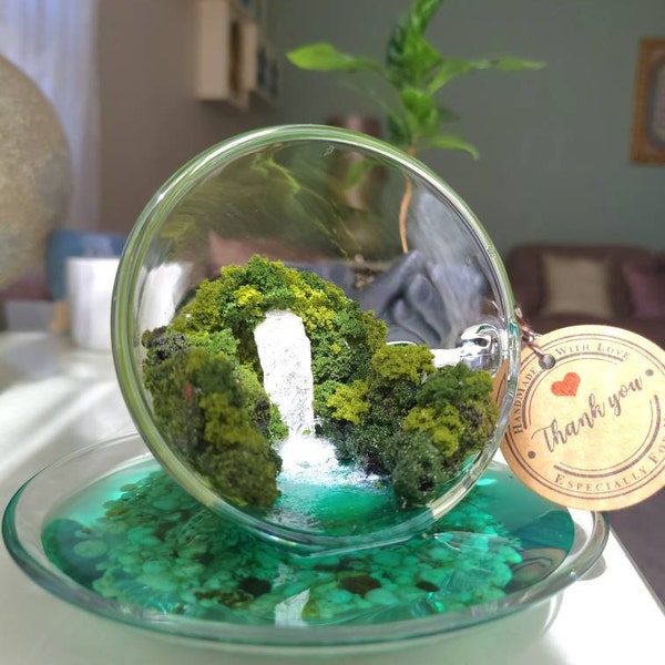 Miniature Garden Waterfall, Glass Terrarium Waterfall, Fairy Garden ...