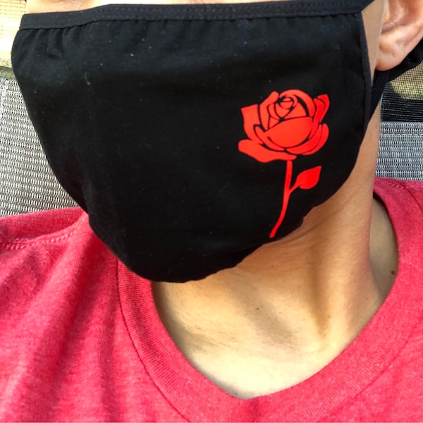 Rose Face Mask, Reusable, Two Layers, Washable Mask, Travel Mask, Dust ...