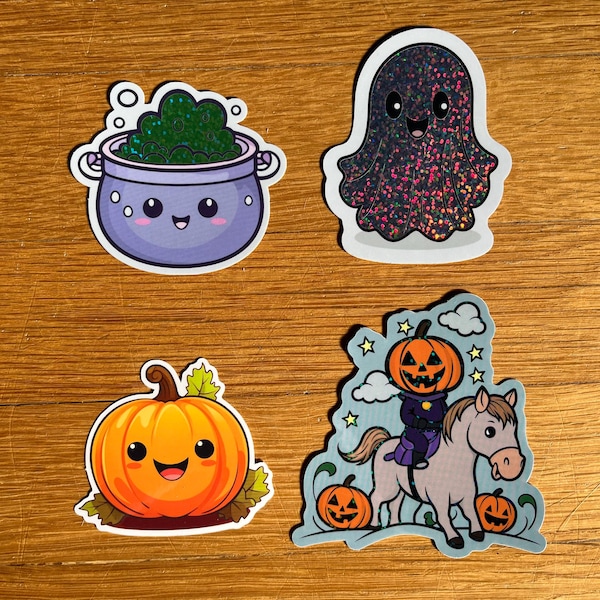 Cute Kawaii Halloween Sticker Bundle Pack of 4 Vinyl: Adorable Cute ...
