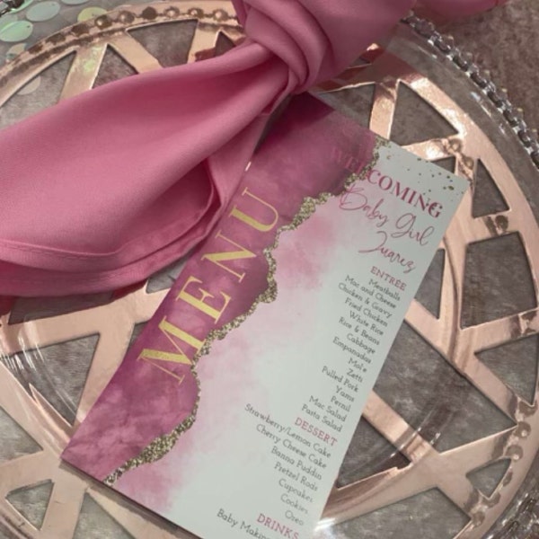 Fuchsia Gold Menu Editable Template Ladies Teens Girls Birthday ...
