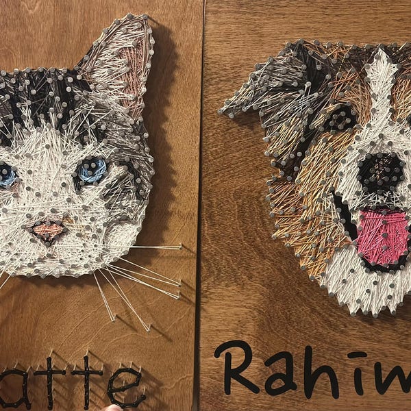 Custom Cat Portrait String Art Pet Portrait Wall Hanging Handmade Nail ...