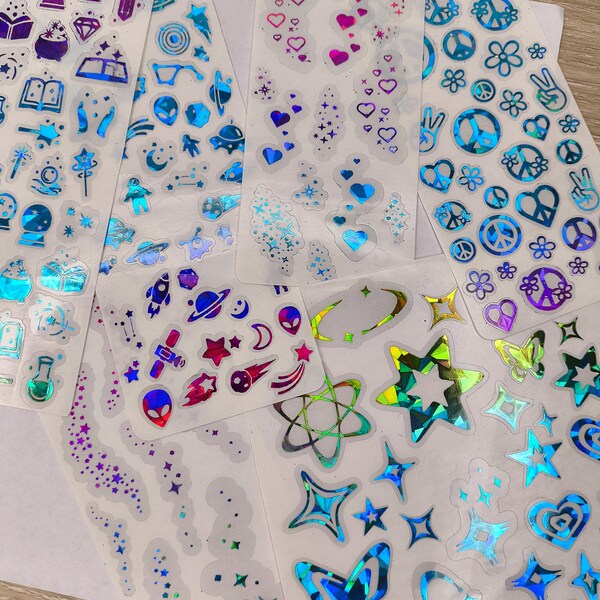 Y2K Stickers Holographic Sparkle Sticker Set - Foil Glitter Tiny ...