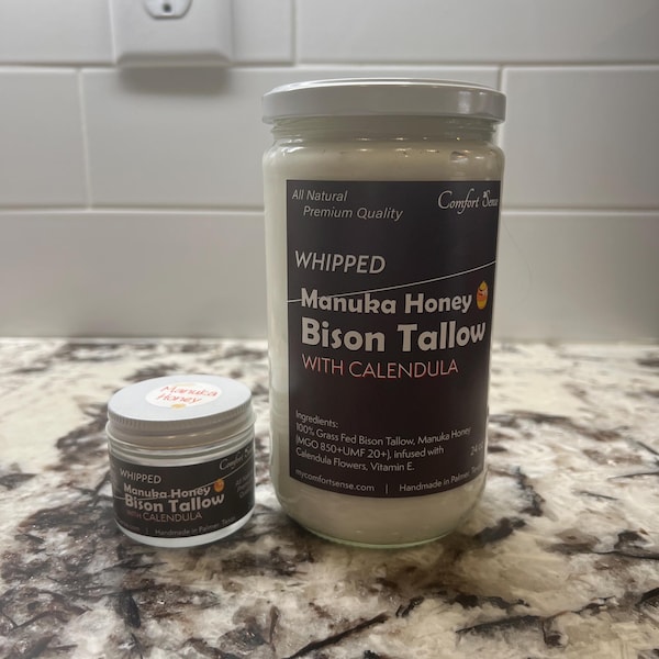 Manuka Honey & Bison With CALENDULA Whipped Tallow Cream With 850+MGO ...