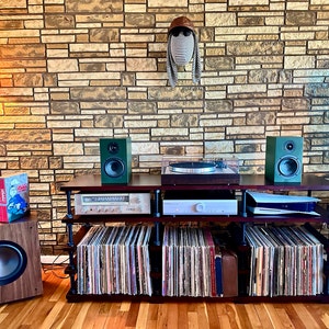 Audio Rack With Adjustable Oak Shelves / Record Player Stand / Media ...