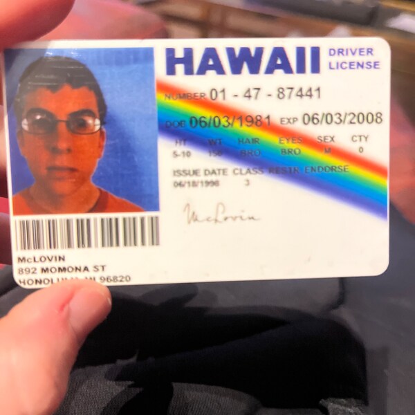 Mclovin SUPERBAD Plastic ID Card - Film Novelty Prop Replica (with or ...