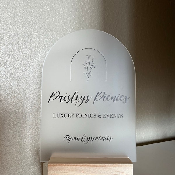 Frosted Arch Acrylic Sign - Small Acrylic Business Signs - Signage for ...