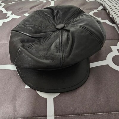 BROWN 8 Panels Leather Newsboy Cap Peaky Blinders Hat Baker Boy Leather ...