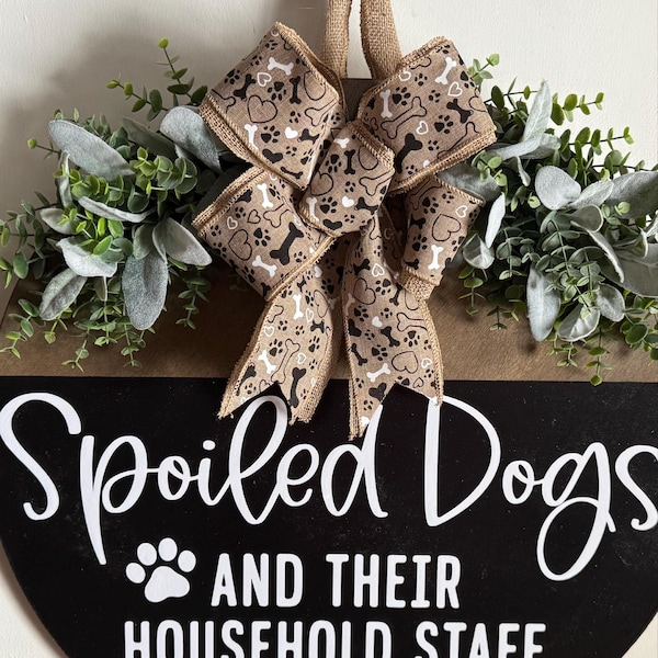 Dog Front Door Decor | Dog Welcome Sign | Year Round Wreath | Dog | Dog ...