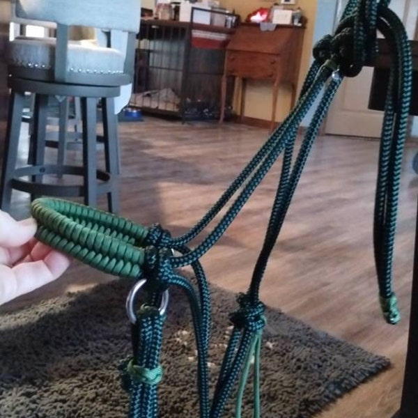 Custom Rope Halter Bitless Bridle: Woven Paracord Noseband, Natural ...