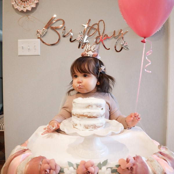Dusty Rose First Birthday High Chair Banner: Floral Party Decor - Etsy