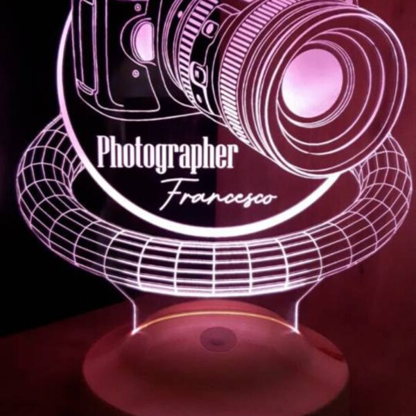 Photo Camera Acrylic Led Lamp as Photographer Gift, 3D Illusion Lamp ...