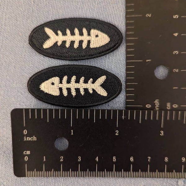 Little Fish | Bone Skeleton Embroidered Iron/sew on Patch | Left ...